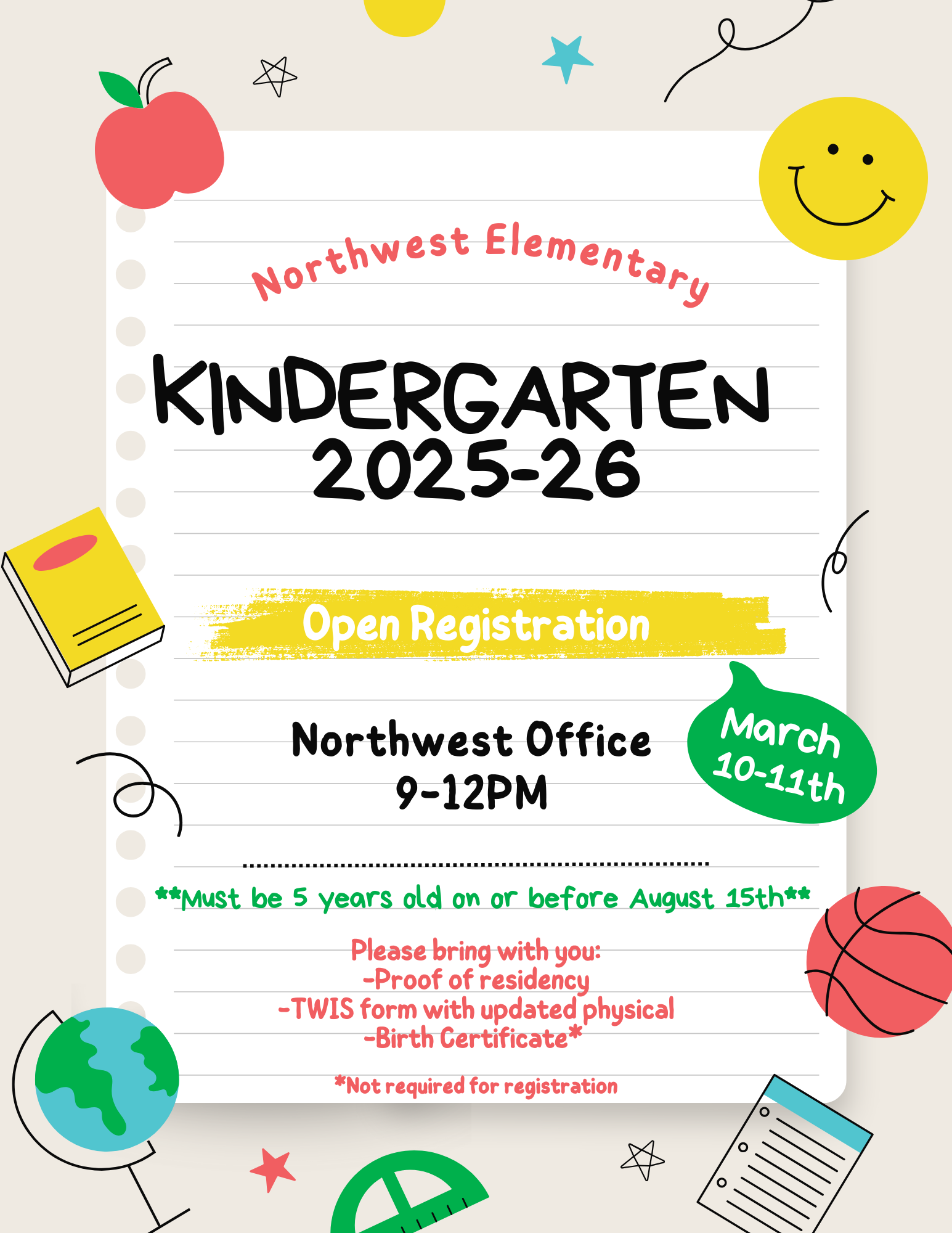 2025-26 Kindergarten Registration - Northwest Elementary School